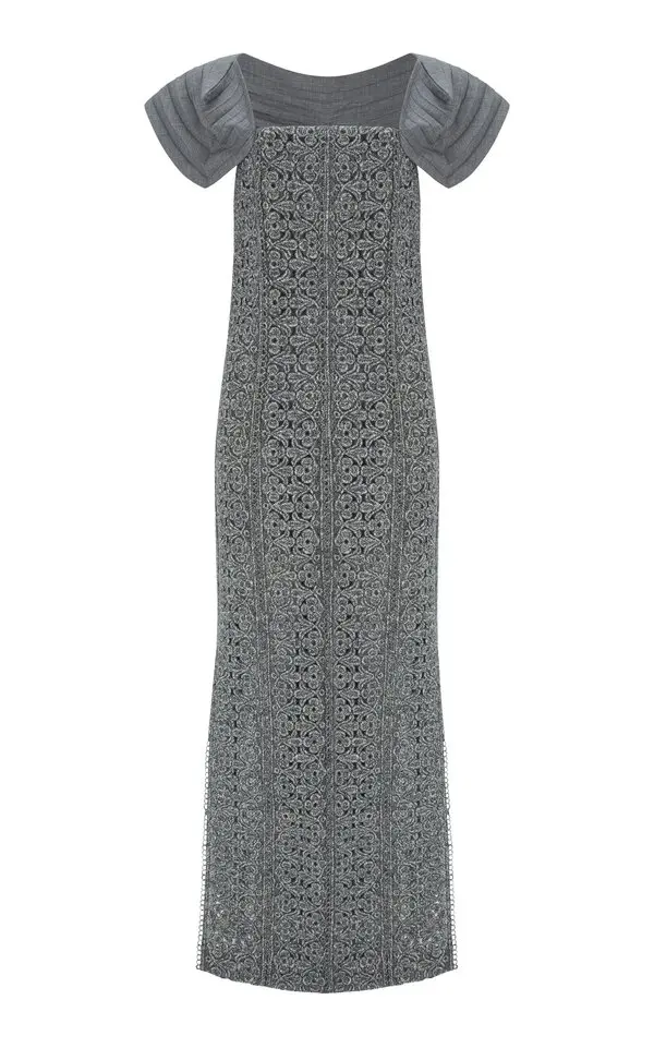 JULYCOLUMN Kiwa Cotton Lace Maxi Dress - Grey