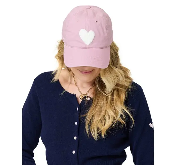 KERRI ROSENTHAL Imperfect Heart Chenille Baseball Cap - Mauve/cream