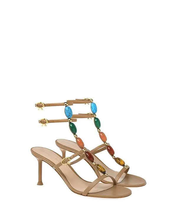 GIANVITO ROSSI Shanti 70 Sandals - Brown Nappa Leather