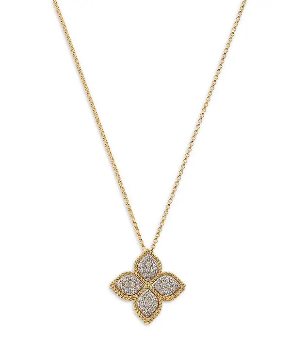 Roberto Coin 18k White & Yellow Gold Princess Flower Diamond Pendant Necklace, -18 - White/gold