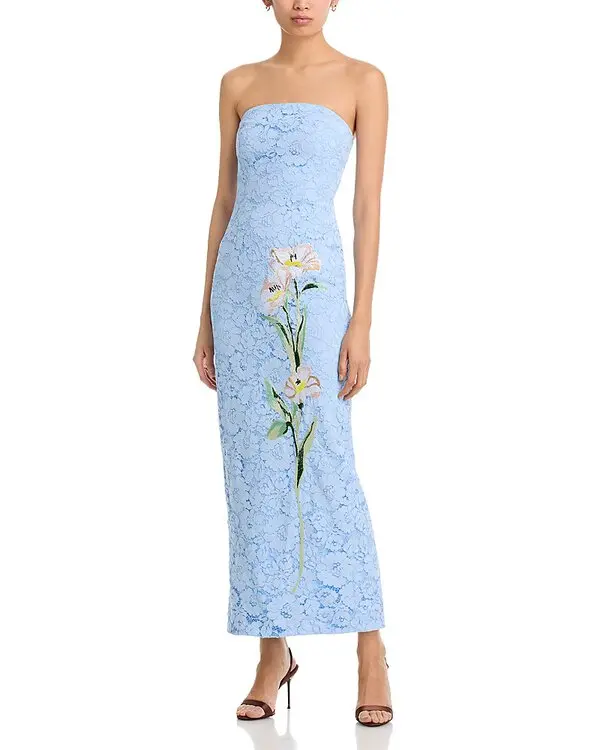 MILLY Dolores Lace Embroidered Dress - Light Blue