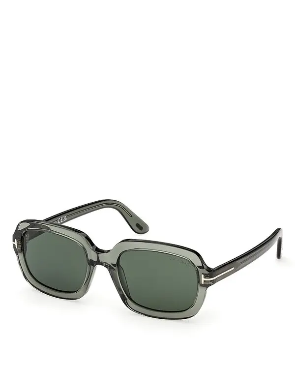 TOM FORD Rectangular Sunglasses, 53mm - Shiny Dark Green/green