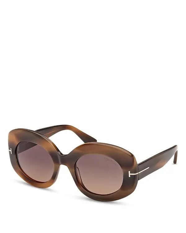 TOM FORD Round Sunglasses, 51mm - Coloured Havana/bordeaux