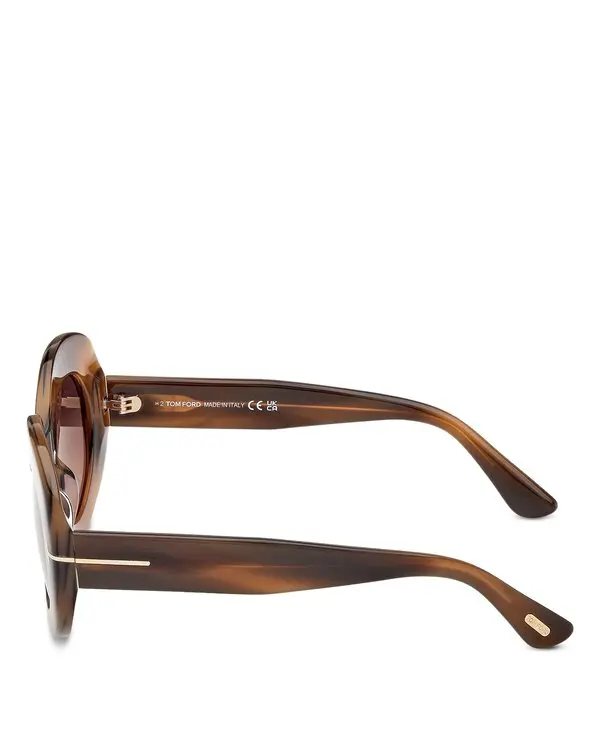 TOM FORD Round Sunglasses, 51mm - Coloured Havana/bordeaux