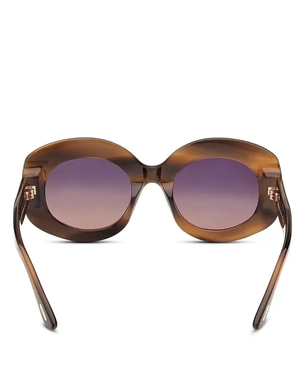 TOM FORD Round Sunglasses, 51mm - Coloured Havana/bordeaux