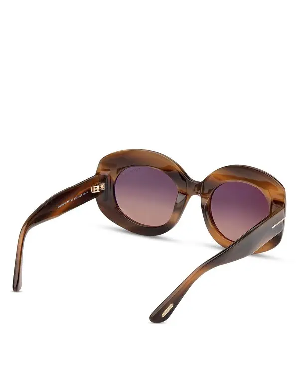 TOM FORD Round Sunglasses, 51mm - Coloured Havana/bordeaux