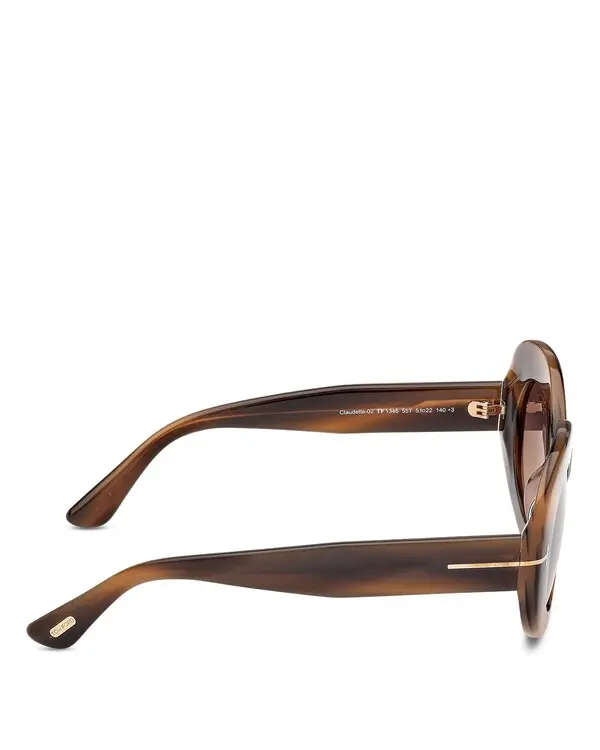 TOM FORD Round Sunglasses, 51mm - Coloured Havana/bordeaux