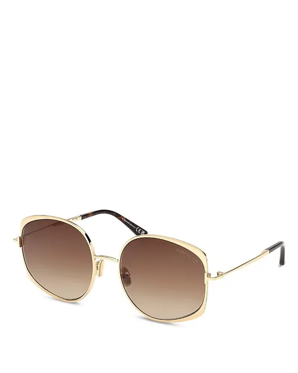 TOM FORD Round Metal Sunglasses, 58mm - Shiny Deep Gold/brown