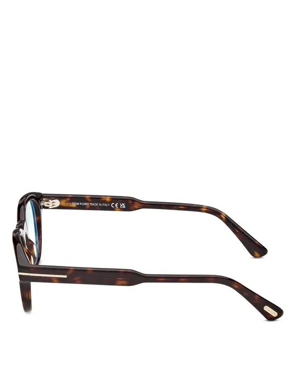 TOM FORD Round Blue Light Glasses, 47mm