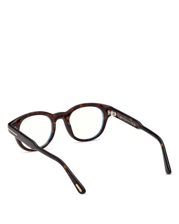 TOM FORD Round Blue Light Glasses, 47mm
