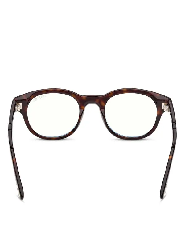 TOM FORD Round Blue Light Glasses, 47mm