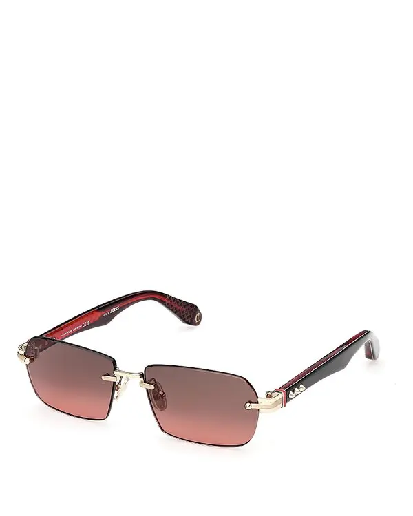 CHRISTIAN LOUBOUTIN Rectangular Metal Sunglasses, 56mm - Gold /smoke Mirror