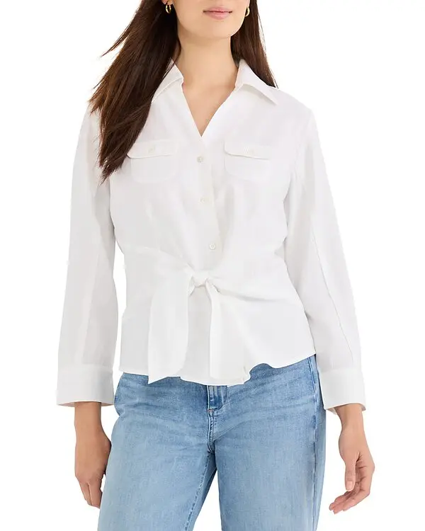 NIC+ZOE Iconic Tie Front Shirt - Paper White
