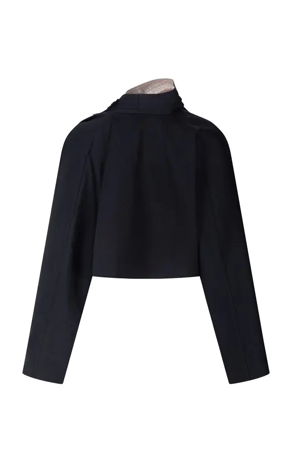 JULYCOLUMN Jeogori Wool-silk Cropped Jacket - Black