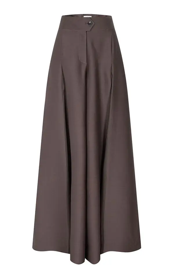 JULYCOLUMN Kiwa Wool-silk Wide-leg Pants - Brown