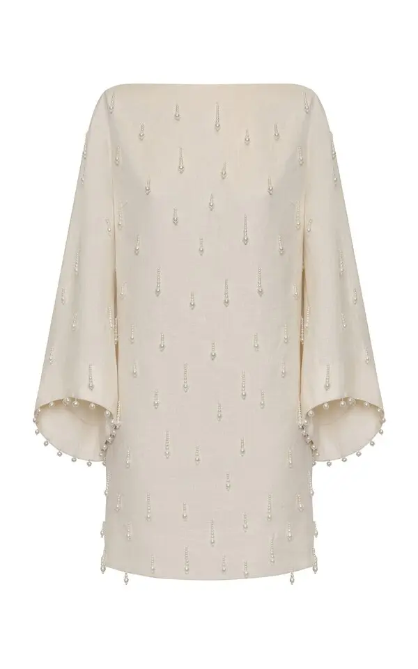 ANDRES OTALORA Lo Aprendido Embellished Linen Mini Dress - Ivory
