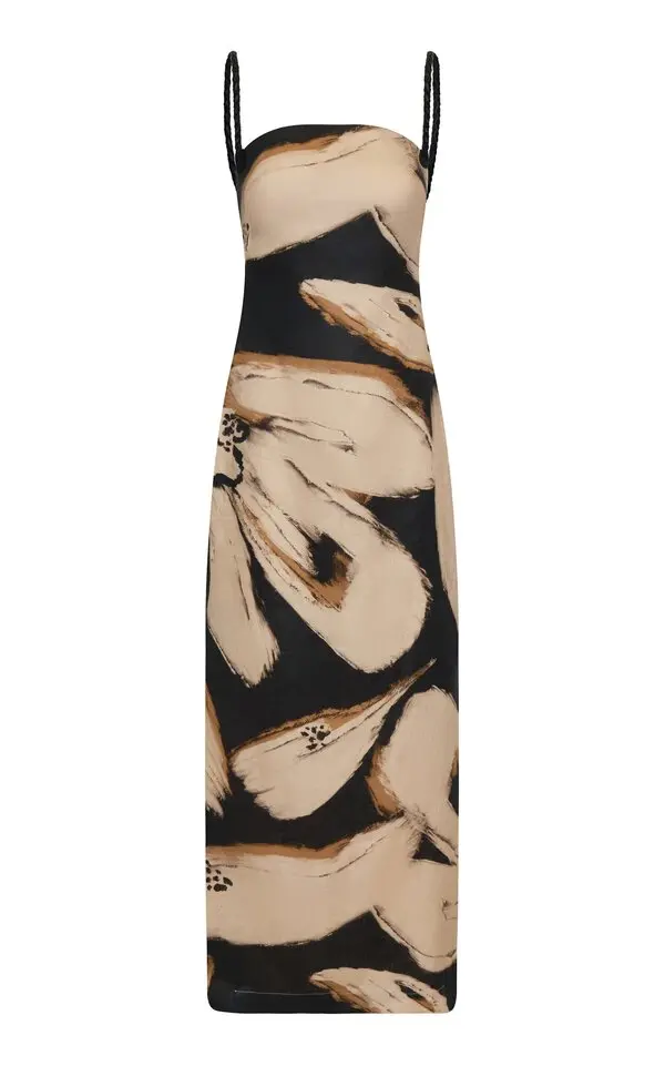 ANDRES OTALORA Lo No Dicho Printed Linen Midi Dress - Print