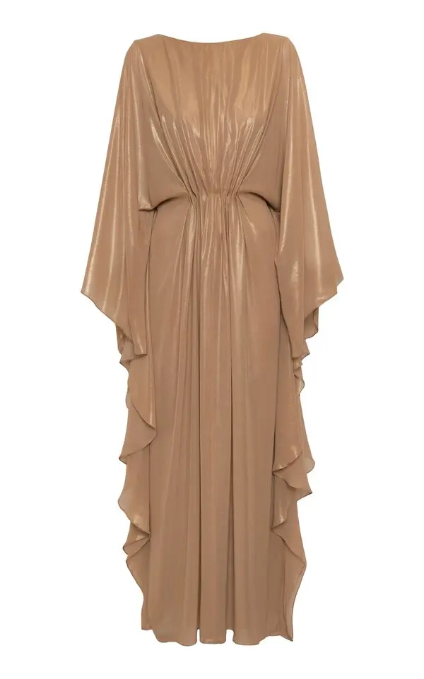 ANDRES OTALORA A Mano Pleated Caftan Maxi Dress - Gold