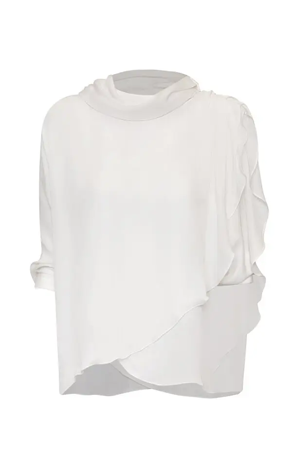ANDRES OTALORA Una Luz Cowl-neck Silk-georgette Blouse - Off-white