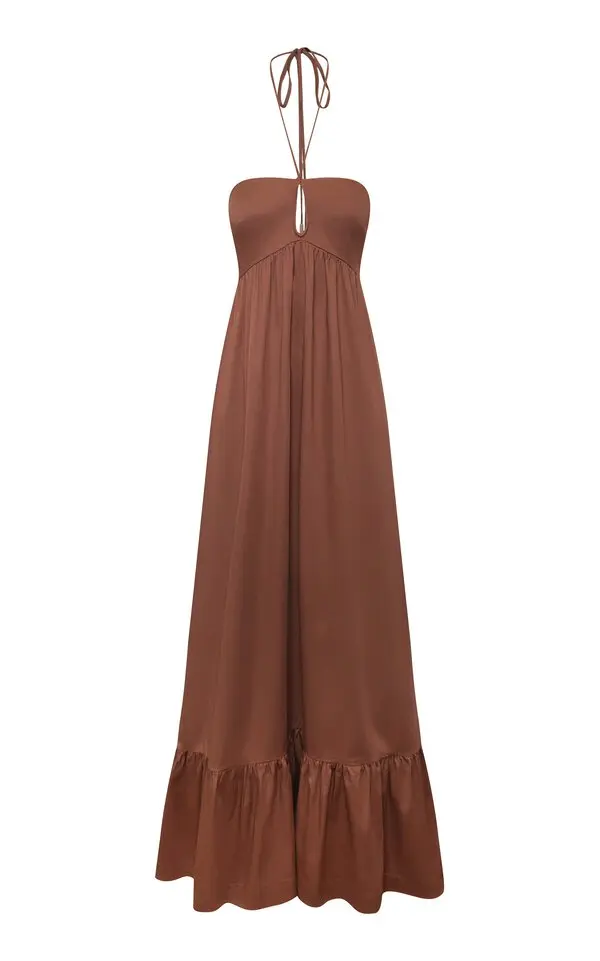 ANDRES OTALORA La Cocoa Strapless Cotton Maxi Dress - Brown