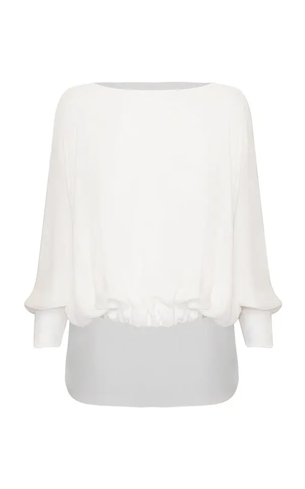 ANDRES OTALORA Lo Sustancial Gathered Silk-georgette Blouse - Off-white