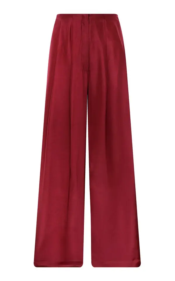 ANDRES OTALORA Origen Mid-rise Silk Wide-leg Pants - Red
