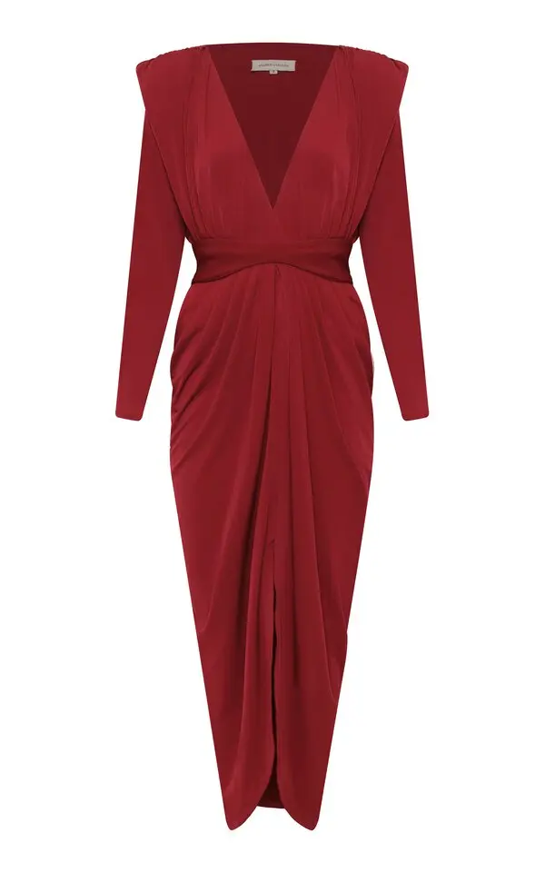 ANDRES OTALORA Tu Voz Belted Midi Dress - Red
