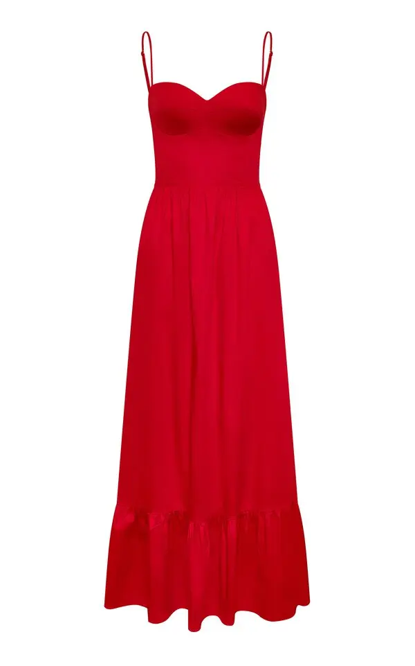 ANDRES OTALORA Conocerte Bustier Cotton Maxi Dress - Red