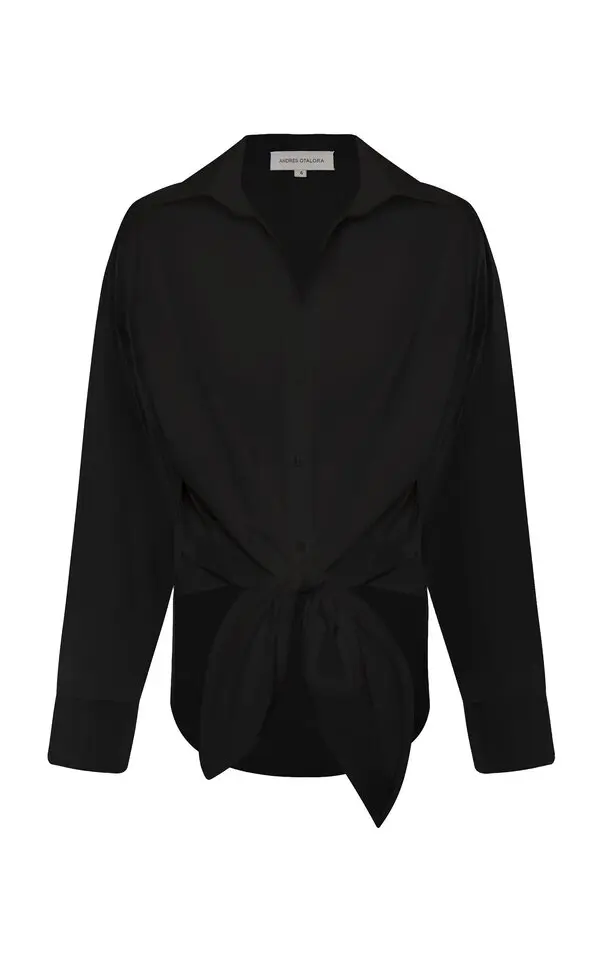 ANDRES OTALORA Una Pausa Tie-front Top - Black