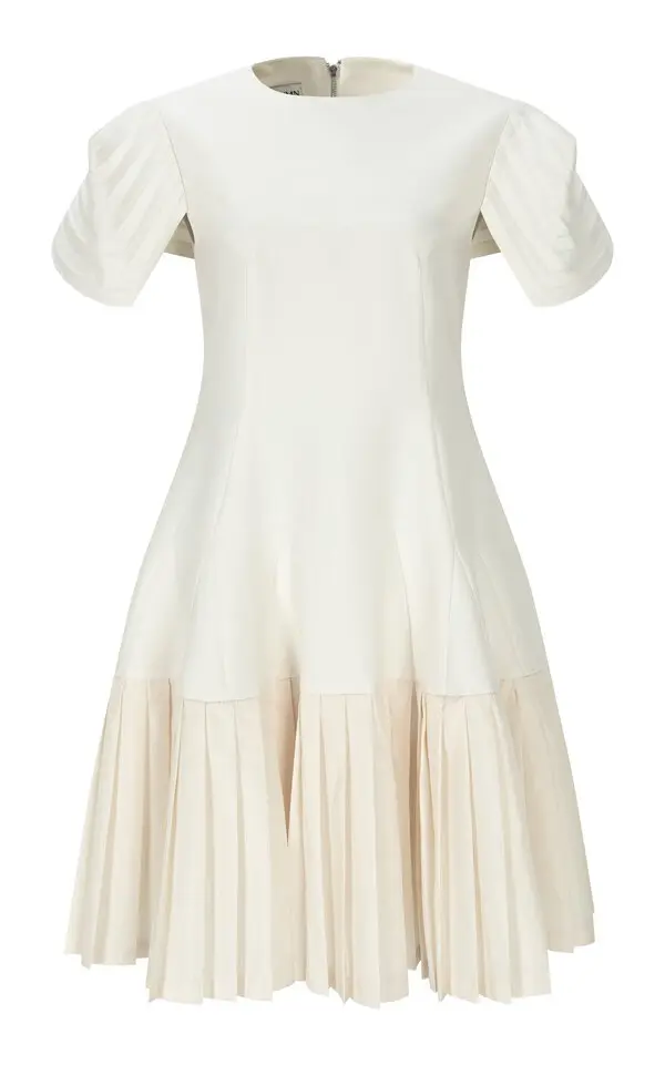 JULYCOLUMN Sj Wool-silk Pleated Mini Dress - Ivory