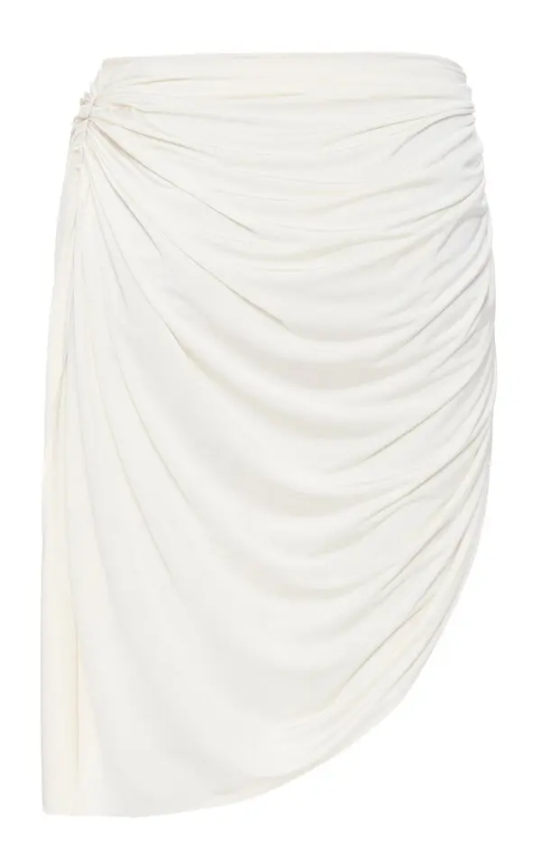 BALYKINA Satin Draped Midi Skirt