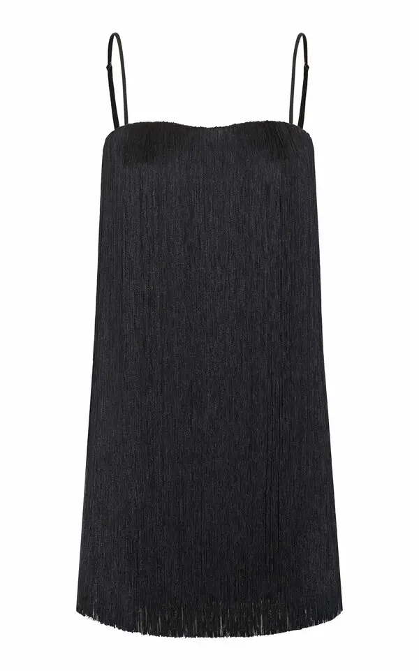 ANDRES OTALORA Tan Tu Fringed Mini Dress - Black