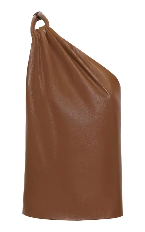 ANDRES OTALORA Trama Interior One-shoulder Leather Top - Brown