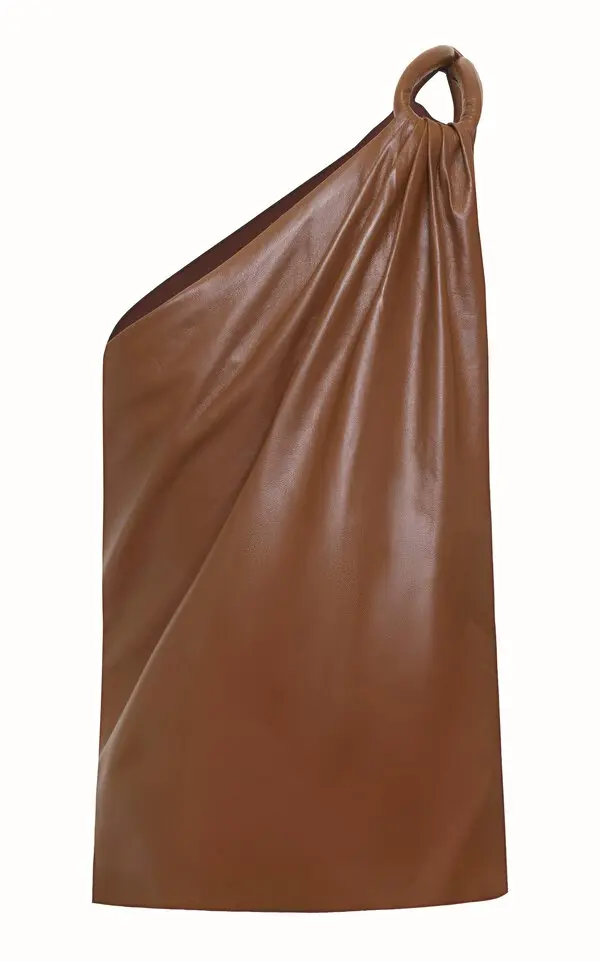 ANDRES OTALORA Trama Interior One-shoulder Leather Top