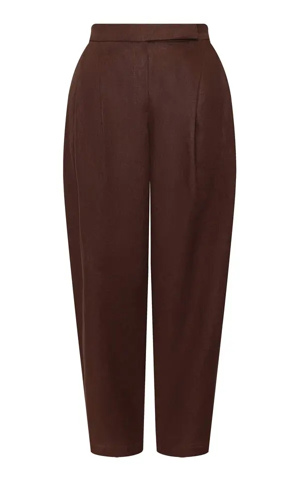 ANDRES OTALORA Seguirte Pleated Linen Straight-leg Pants - Brown
