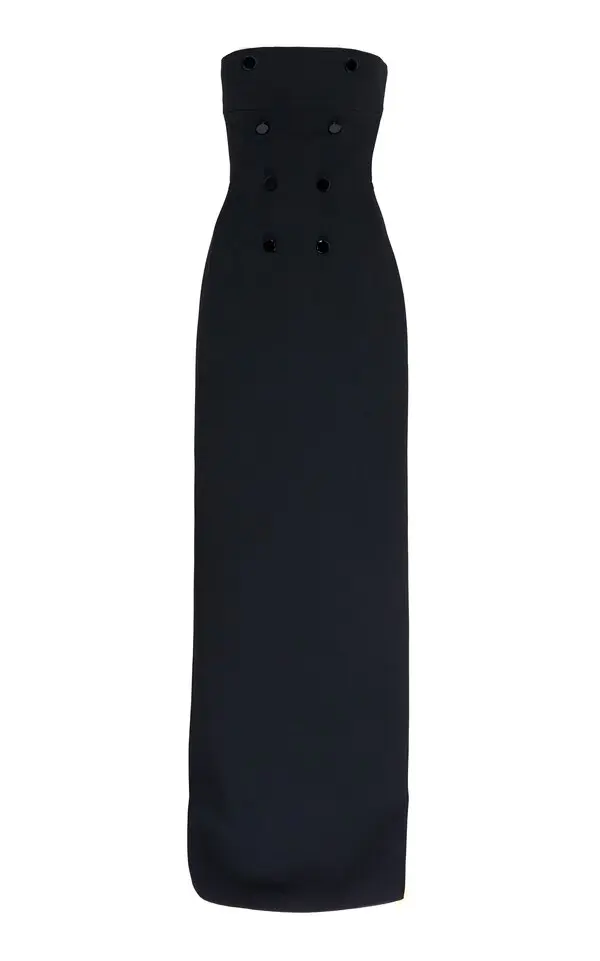 JUOZAS STATKEVICIUS Strapless Crepe Suiting Maxi Dress - Black