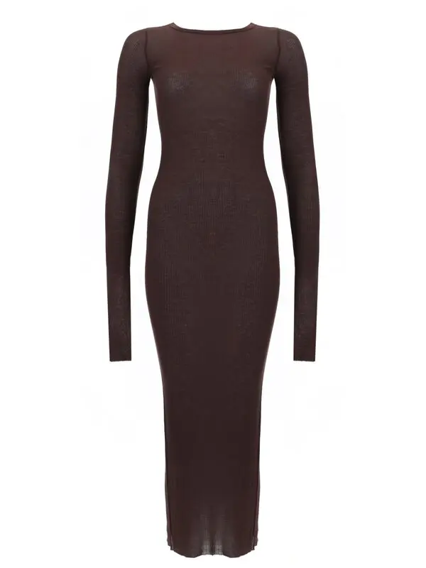 Rick Owens Long-sleeved Midi Dress - Brown