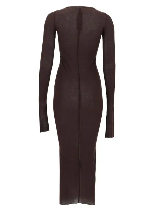 Rick Owens Long-sleeved Midi Dress - Brown