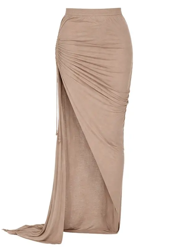 Rick Owens Long Skirt With Slit - Beige