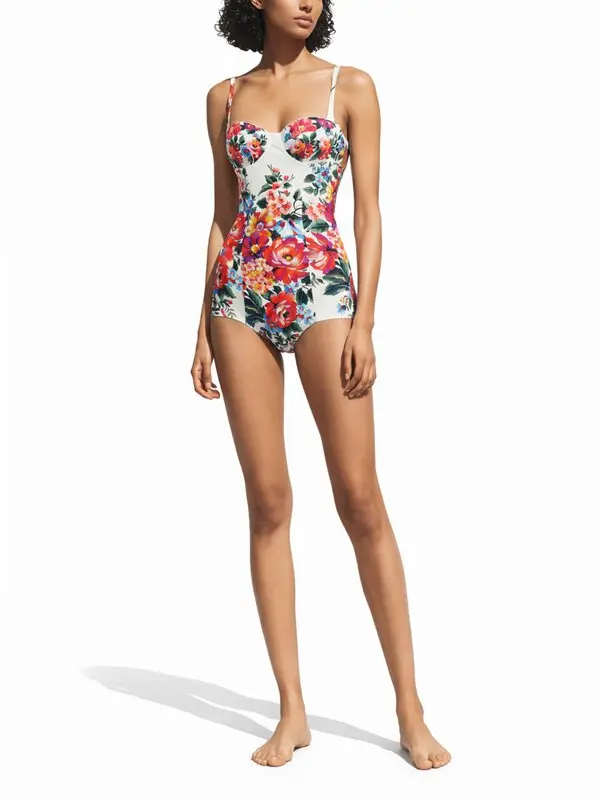 Dolce & Gabbana Floral Print One-piece Swimsuit - Multicolour