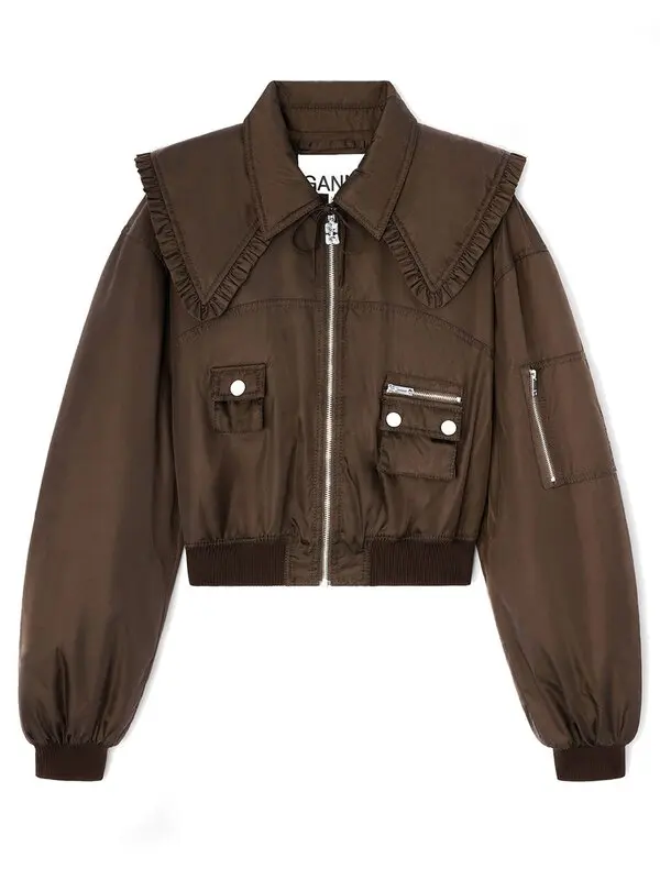 GANNI Duchesse Bomber Jacket - Black