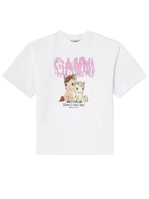 GANNI Cotton Graphic T-shirt - White