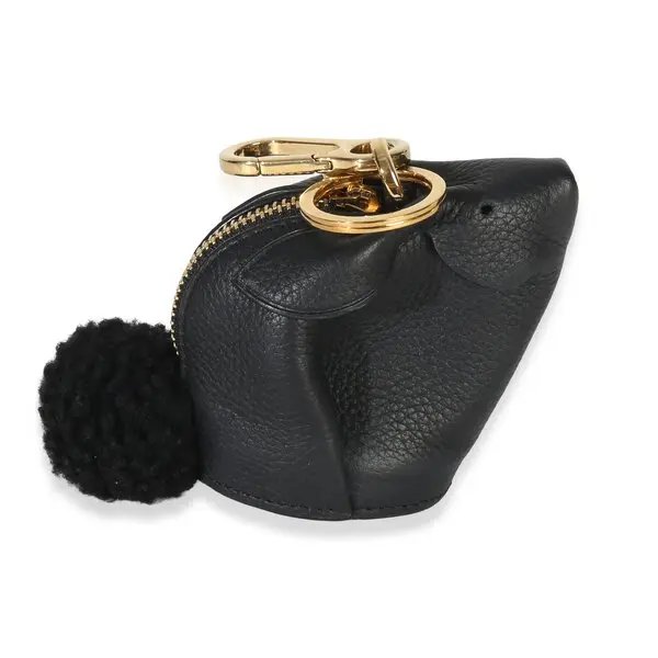 Loewe Calfskin Shearling Bunny Coin Purse - Black