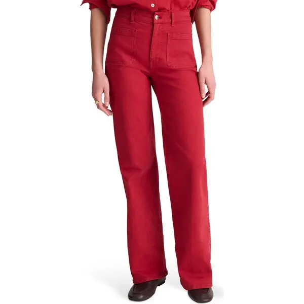 Madewell The Emmy Patch Pocket Wide Leg Pants - Cherry