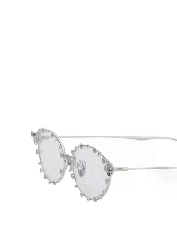 YVMIN Paradise Flower Embellished Oval-frame Glasses