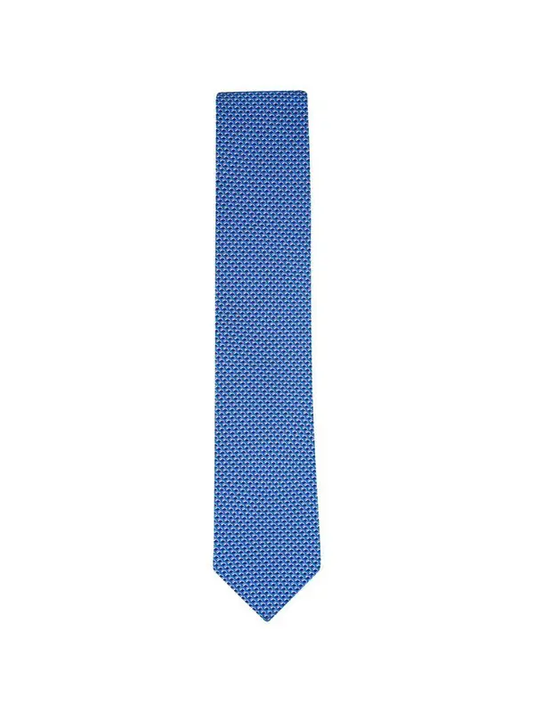 Eton Geometric Pattern Silk Tie - Blue