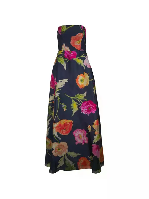 Carolina Herrera Floral Strapless Maxi Dress