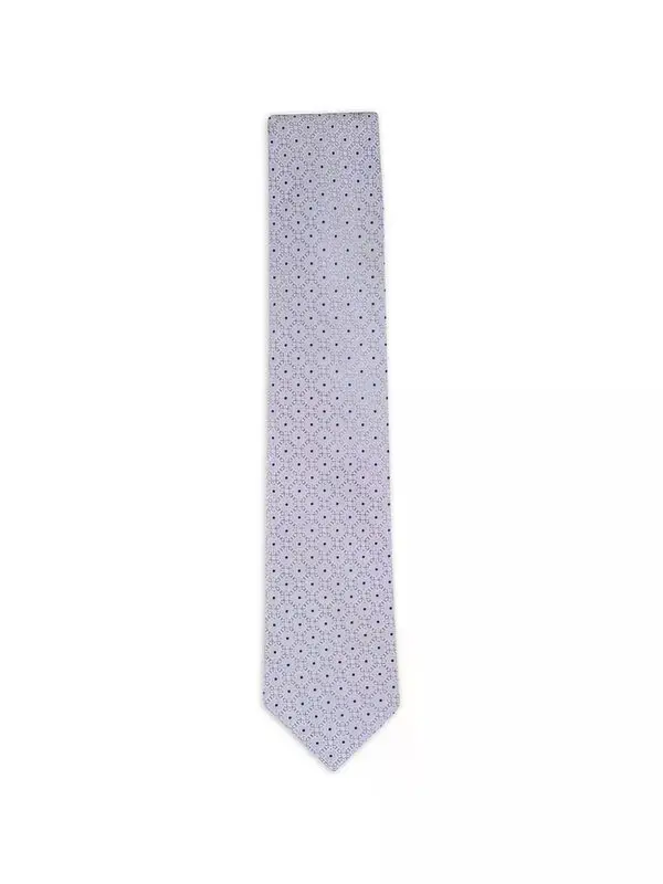 Eton Geometric Patterned Neck Tie - Grey