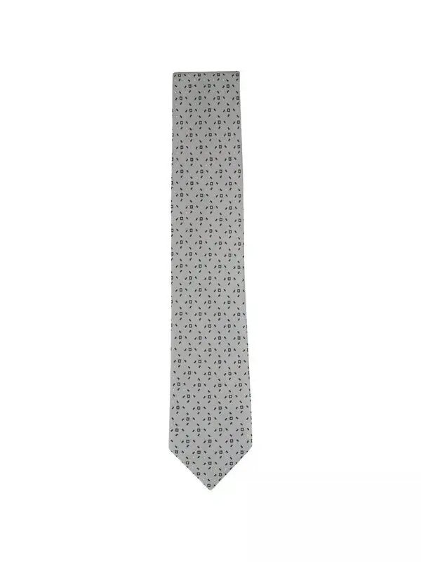 Brioni Geometric Print Silk Necktie - Grey