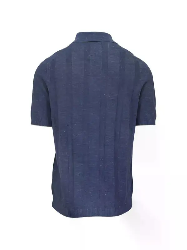 Brunello Cucinelli Ribbed Polo Shirt - Blue